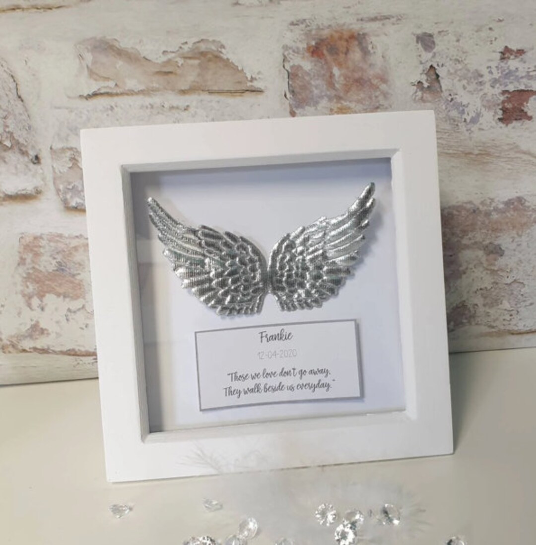 Remembering Frame, Handmade Personalised Angel Wings Frame to Remember ...