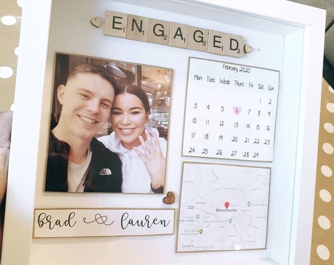 Gift for Engagement, Engaged Gift, Engagement Frame Handmade ...