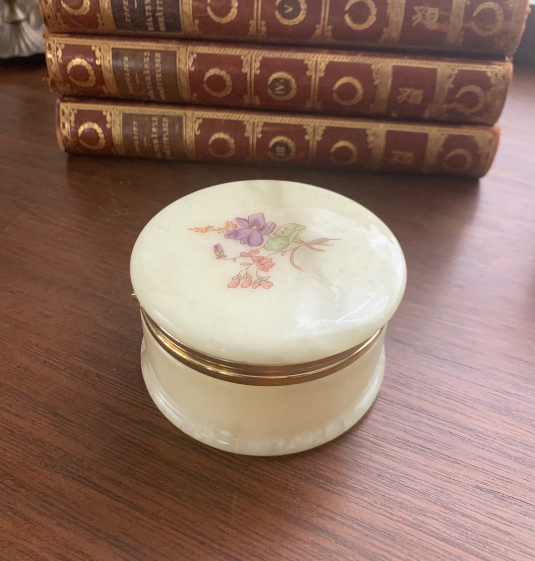 Alabaster Trinket Box Vintage Jewelry Box - Etsy