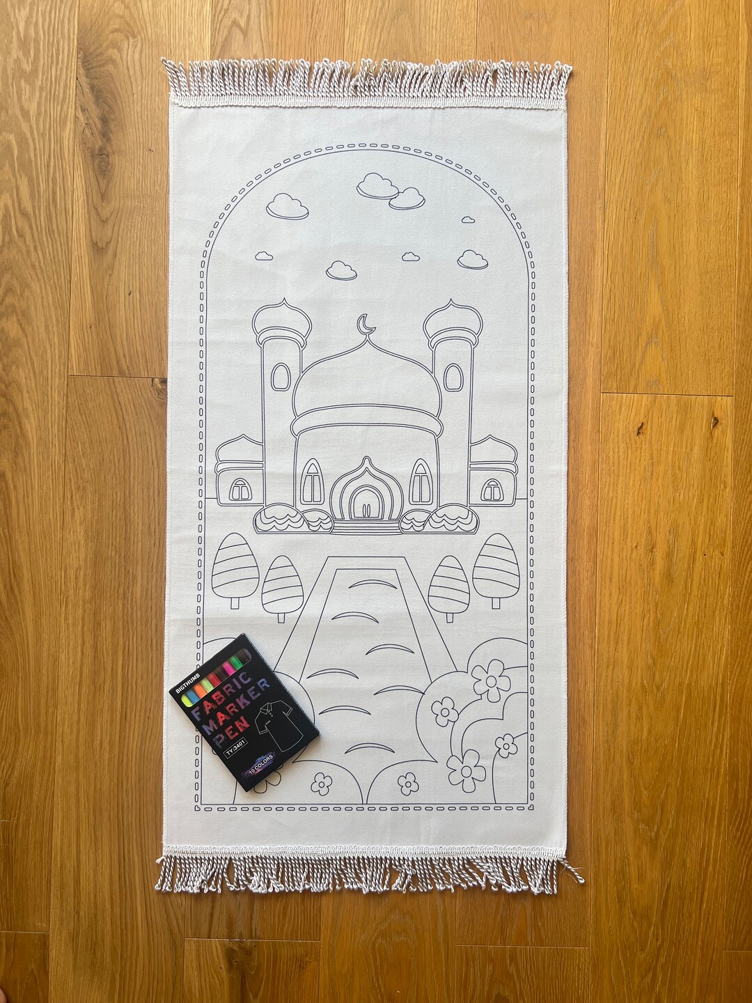 Islamic Children's Prayer Rug Colorable Rug With Pens - Etsy