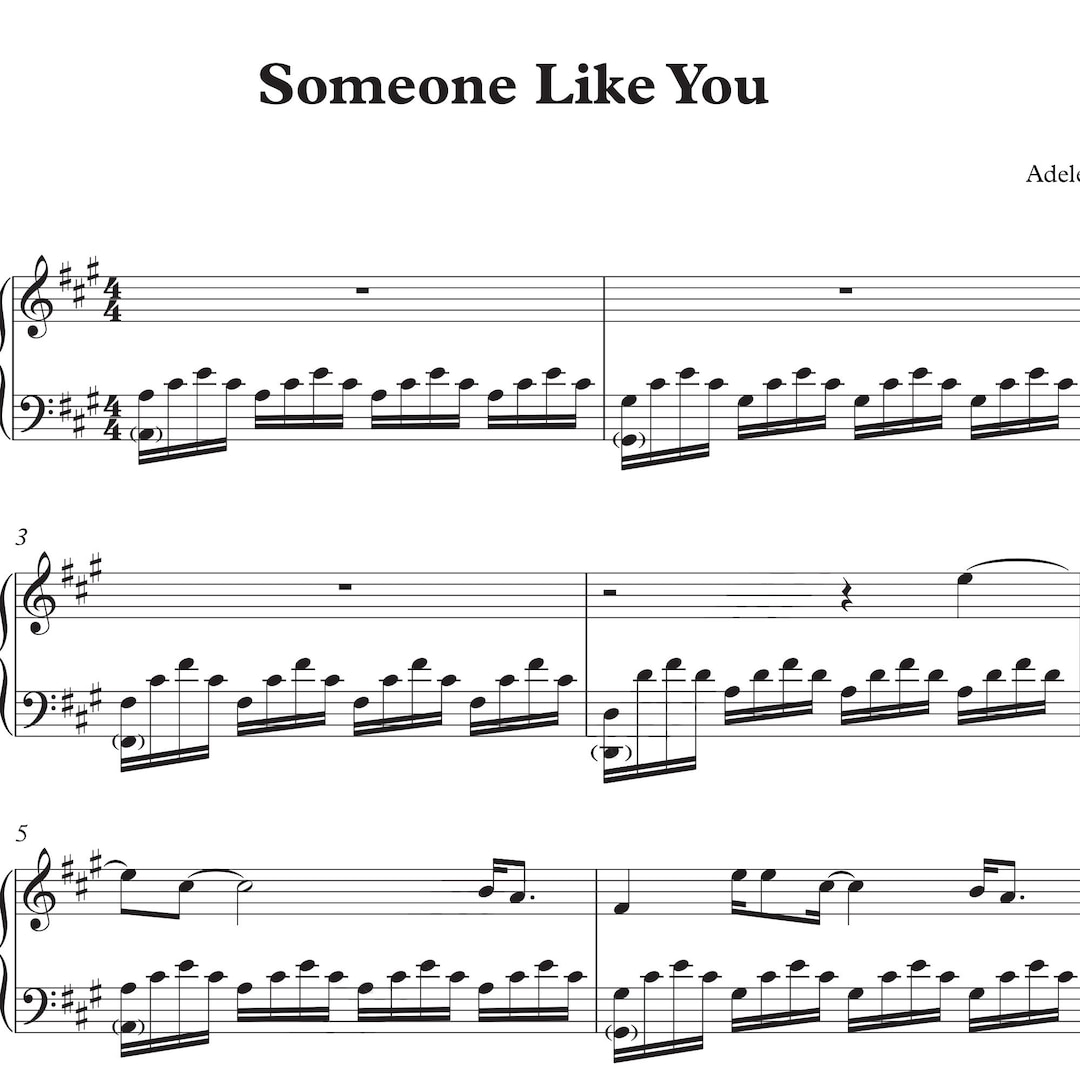 Someone Like You, Adele, Piano Solo Sheet Music - Etsy