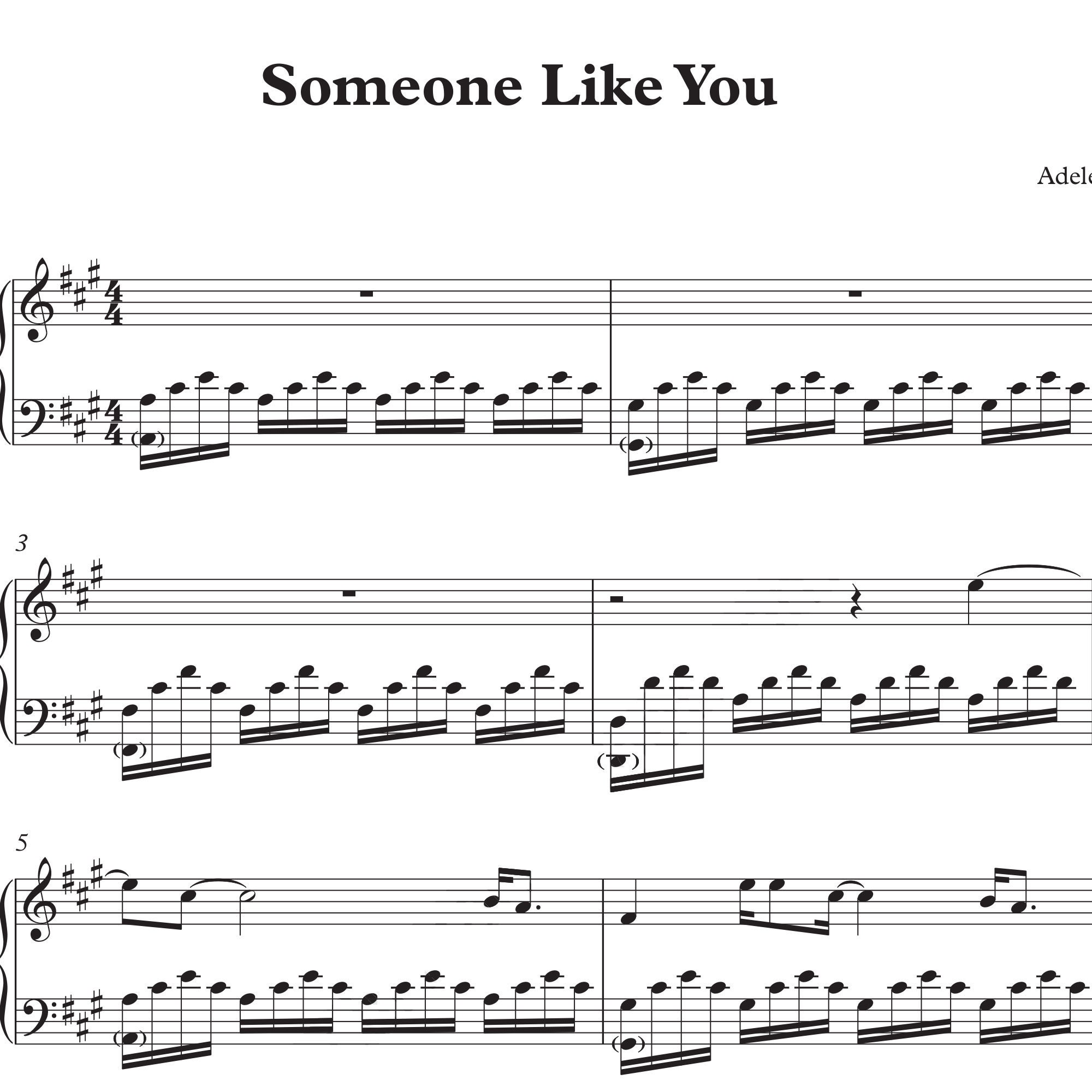 Someone Like You, Adele, Piano Solo Sheet Music - Etsy