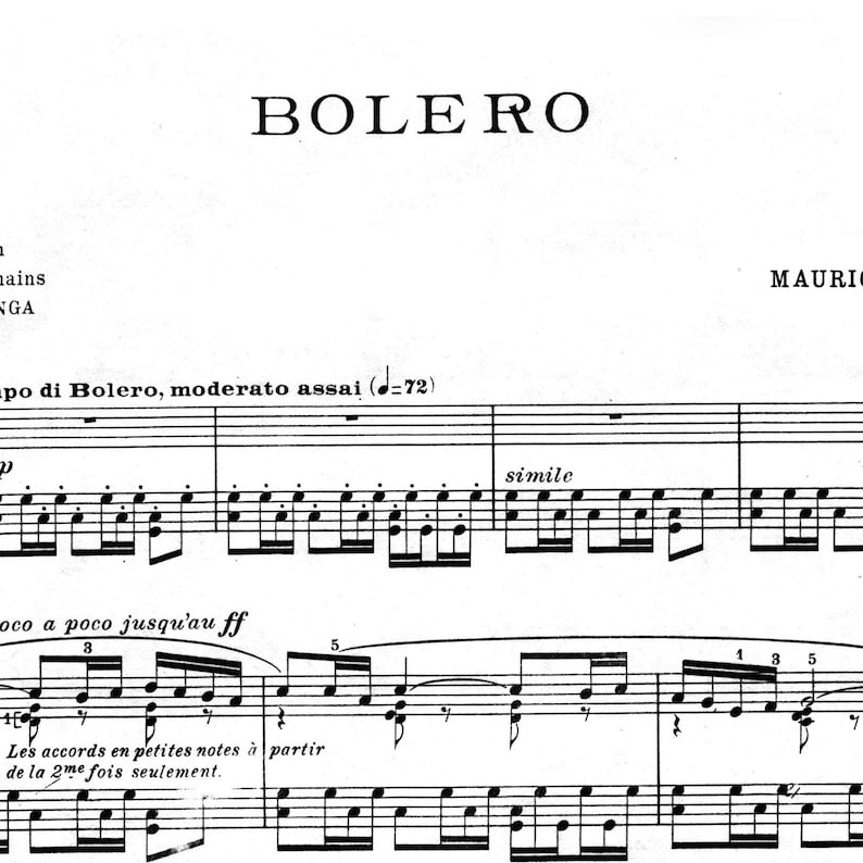 Bolero Ravel Piano Solo Sheet Music - Etsy