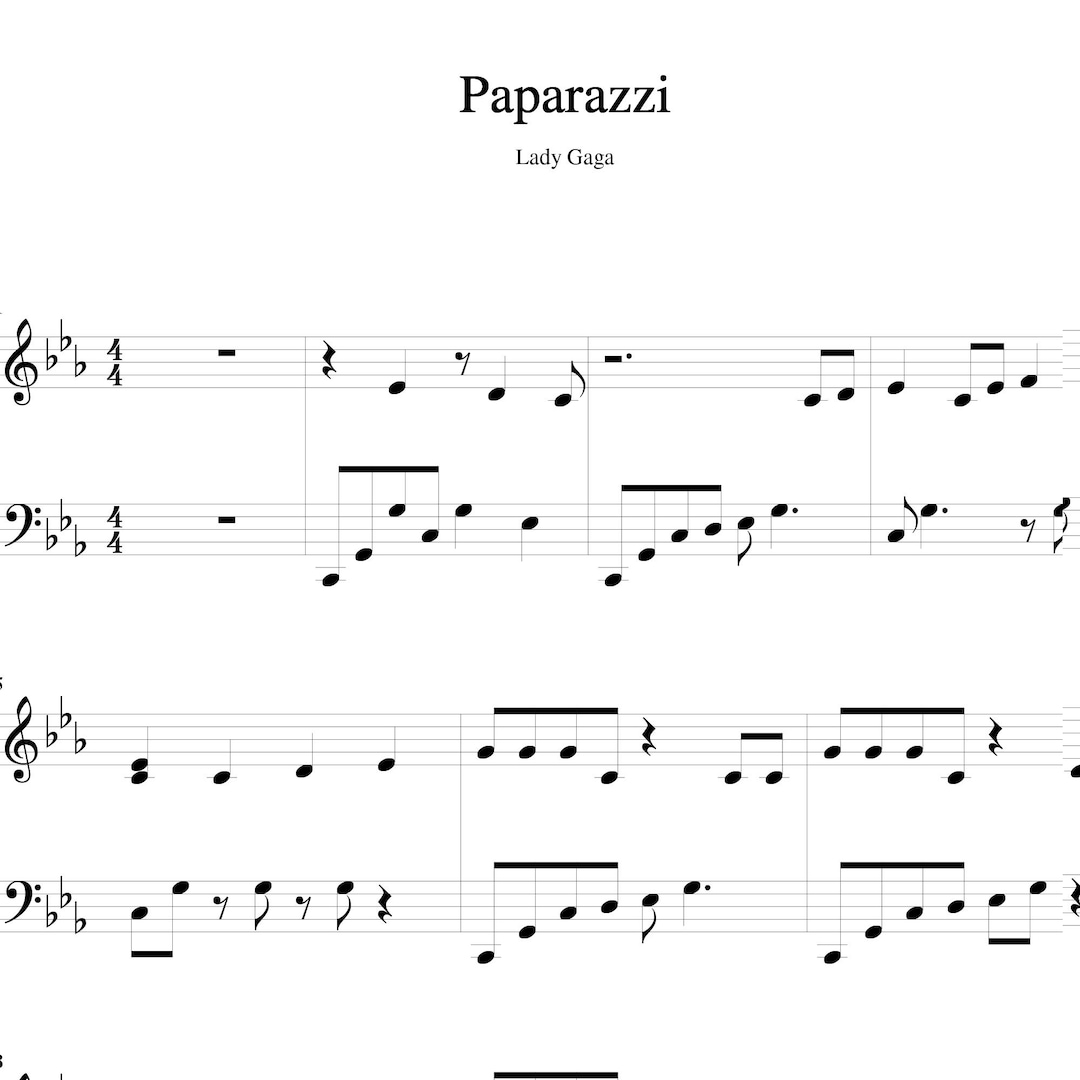 Paparazzi, Lady Gaga, Music Store, Printable Sheet Music, Digital Music ...