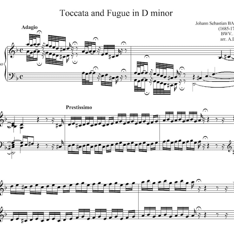 Bach Toccata and Fugue in D Minor, Classical Music - Etsy