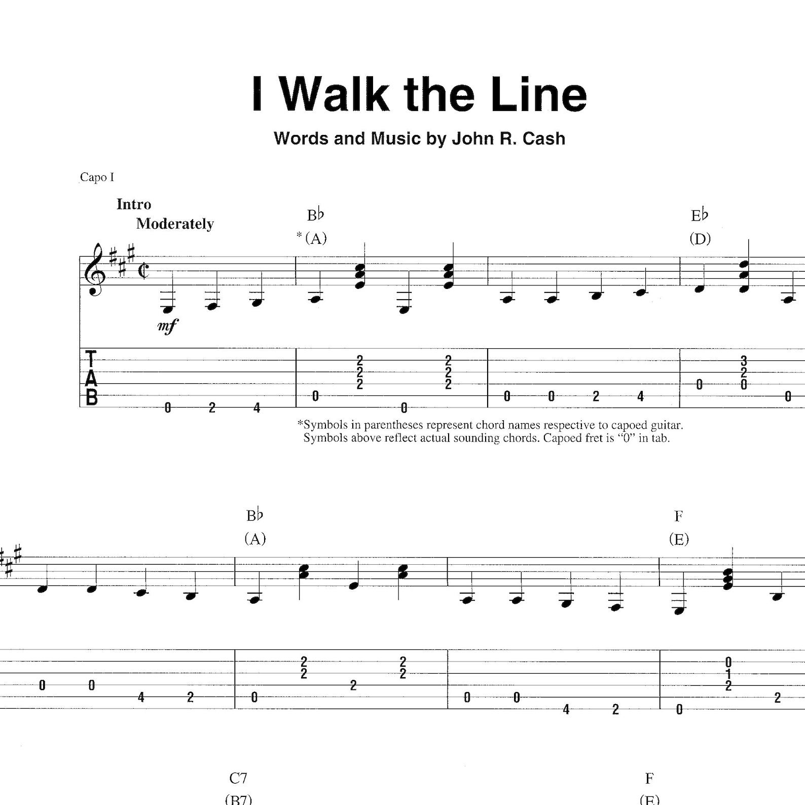 I Walk the Line Sheet Music Johnny Cash - Etsy