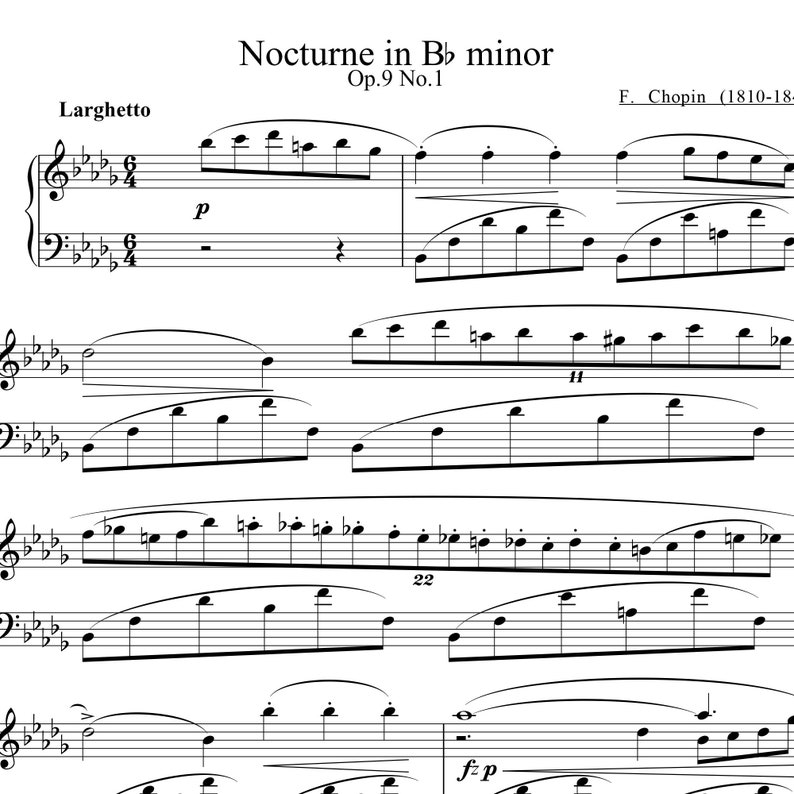 Nocturne Op9 No1, Chopin, Piano Solo Sheet Music - Etsy
