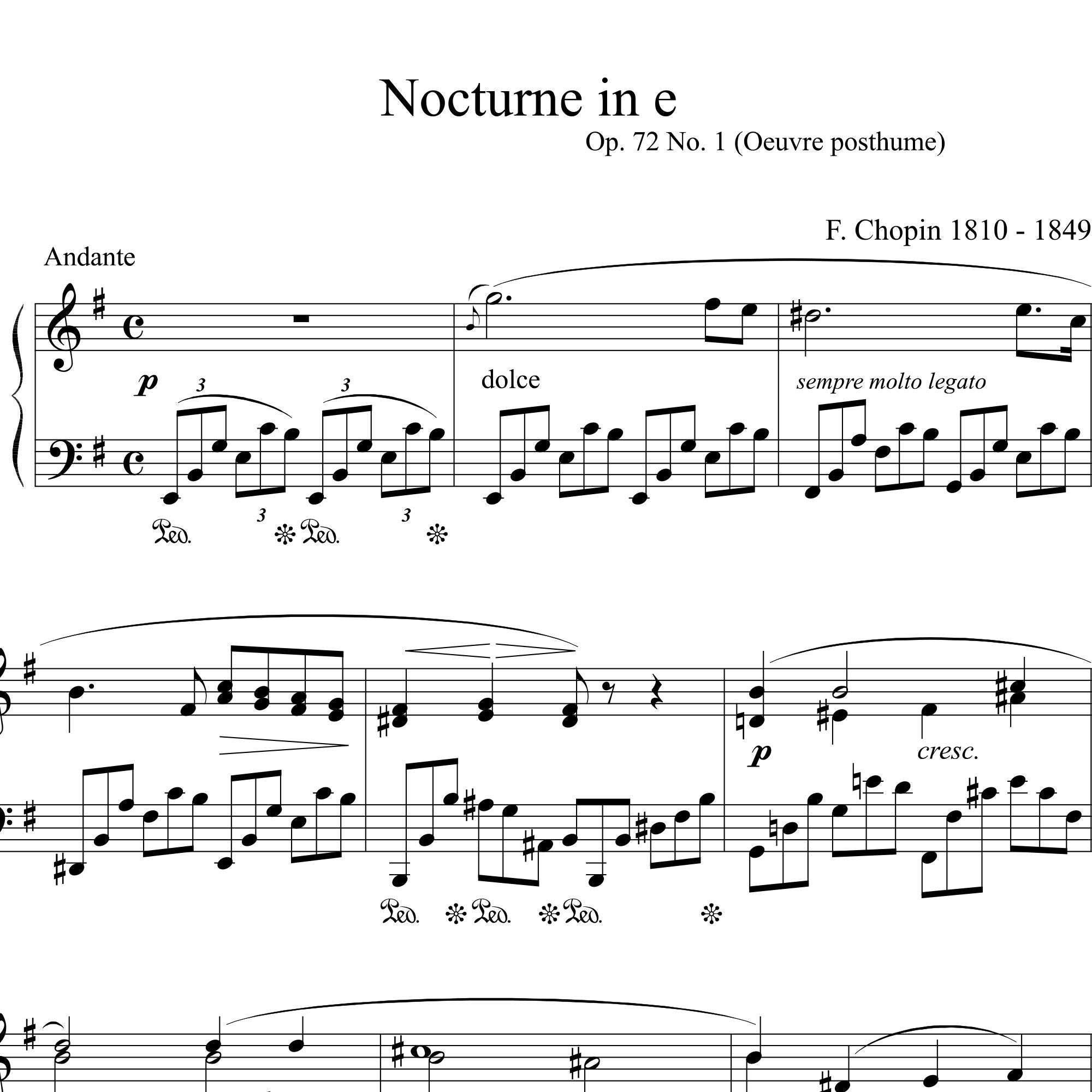 Chopin Nocturne E Minor, Op 72 No 1 - Etsy