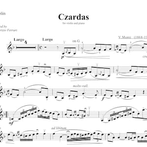 Czardas, Vittorio Monti, Violin and Piano Sheet Music, Classical Music ...