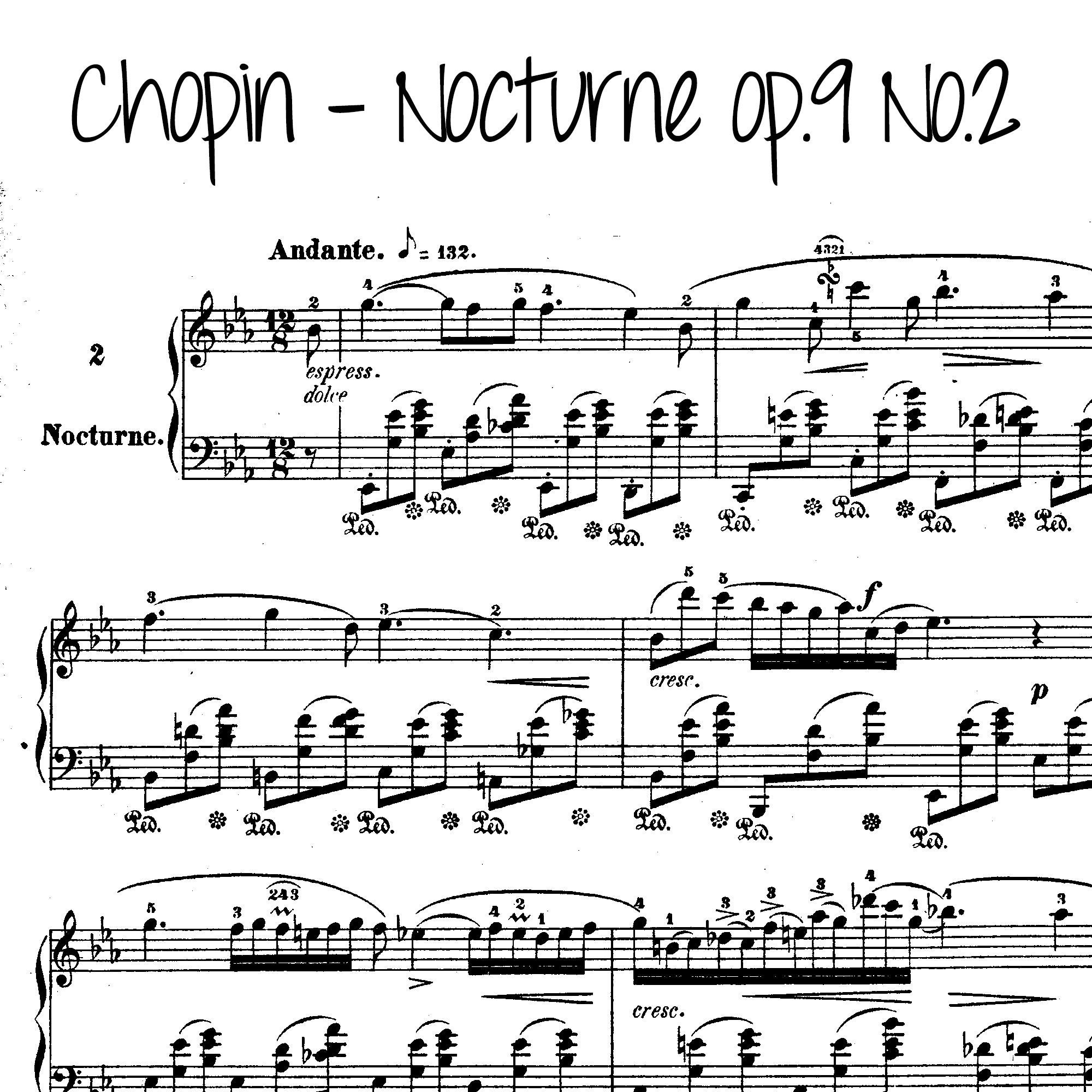Nocturne Op 9, No 2, Chopin, Classic Music Piano Solo Sheet - Etsy