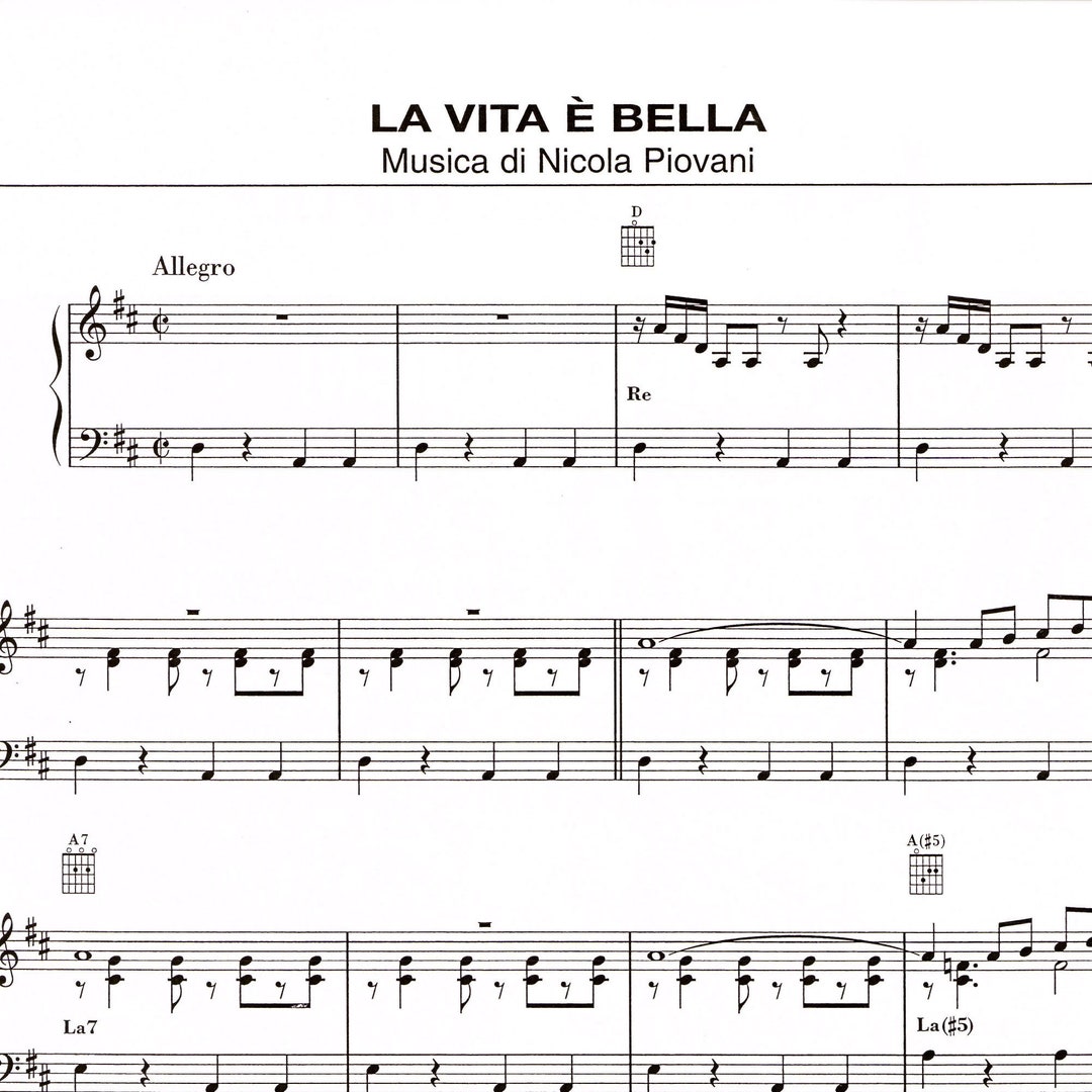 Life is Beautiful Song, Piano Solo Sheet Music - Etsy