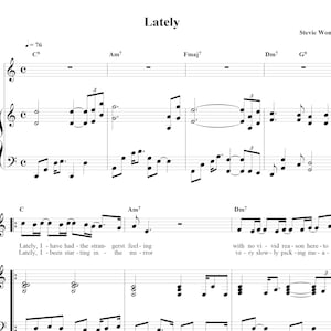 Lately Stevie Wonder Piano and Lyrics Sheet Music - Etsy