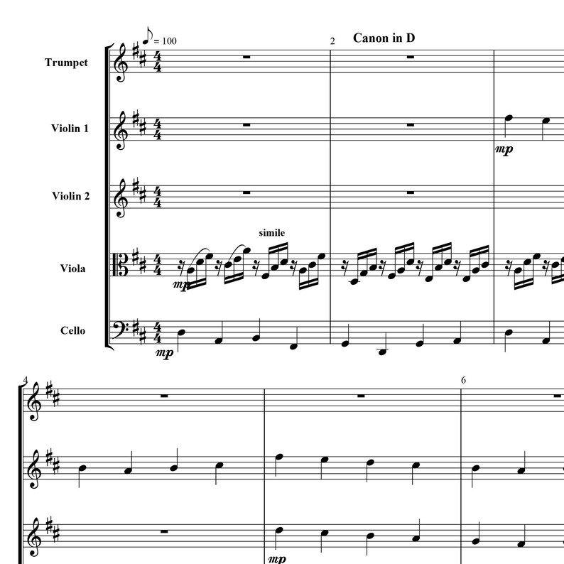 Canon in D Piano Sheet Music - Etsy