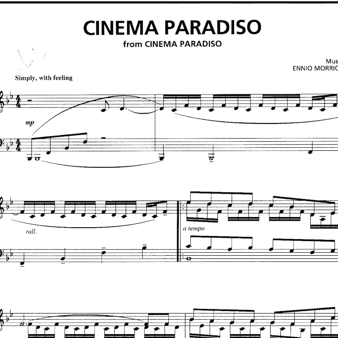Cinema Paradiso, Ennio Morricone, Piano Sheet Music - Etsy