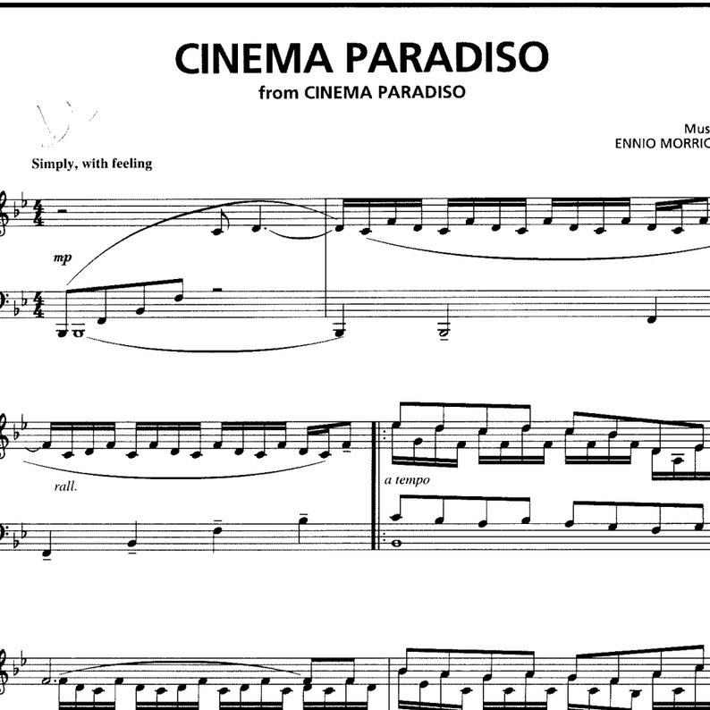 Cinema Paradiso, Ennio Morricone, Piano Sheet Music - Etsy