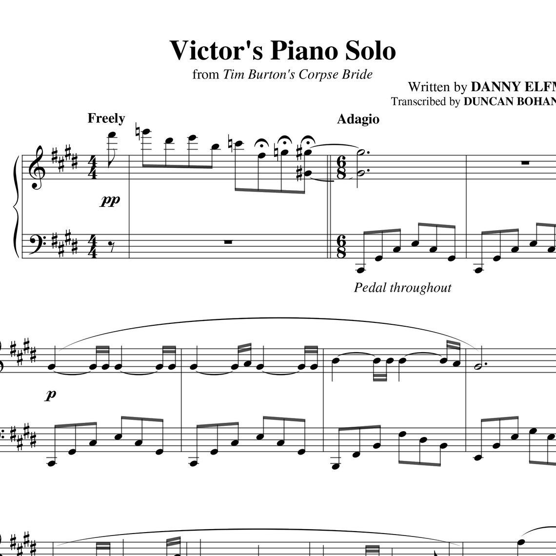 Victor's Piano Solo, Tim Burton's Corpse Bride, Movie Soundtrack - Etsy