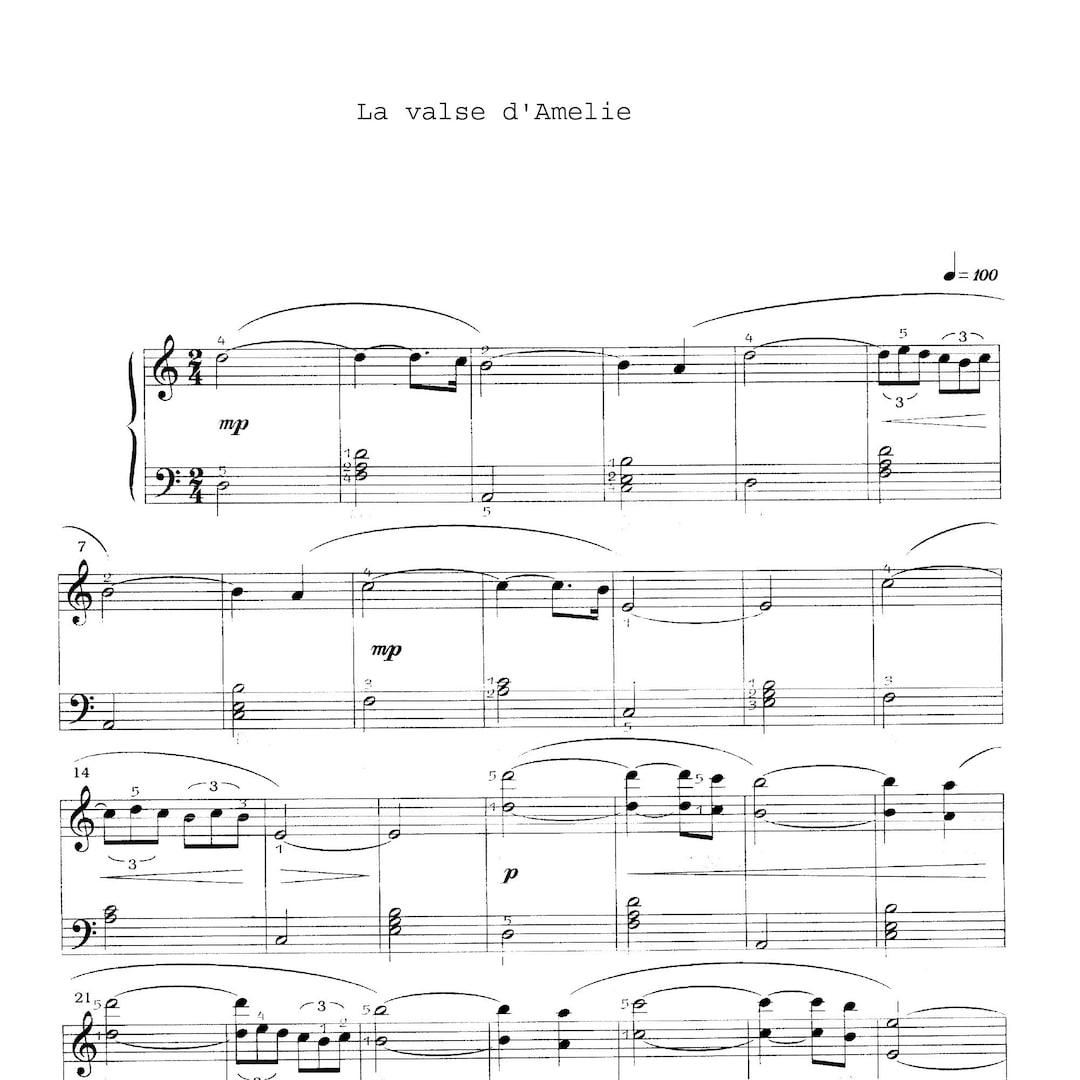 La Valse D'amélie, Le Fabuleux Destin D'amélie Poulain, Yann Tiersen, La Valse D'amelie Piano ...