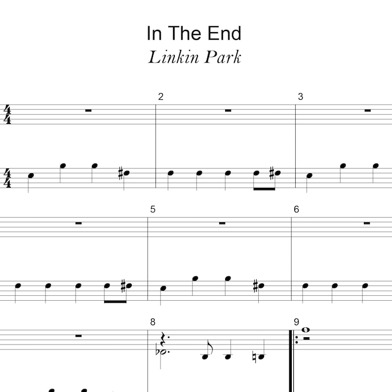 In the End, Linkin Park, It Starts With One, Piano Solo Sheet Music ...