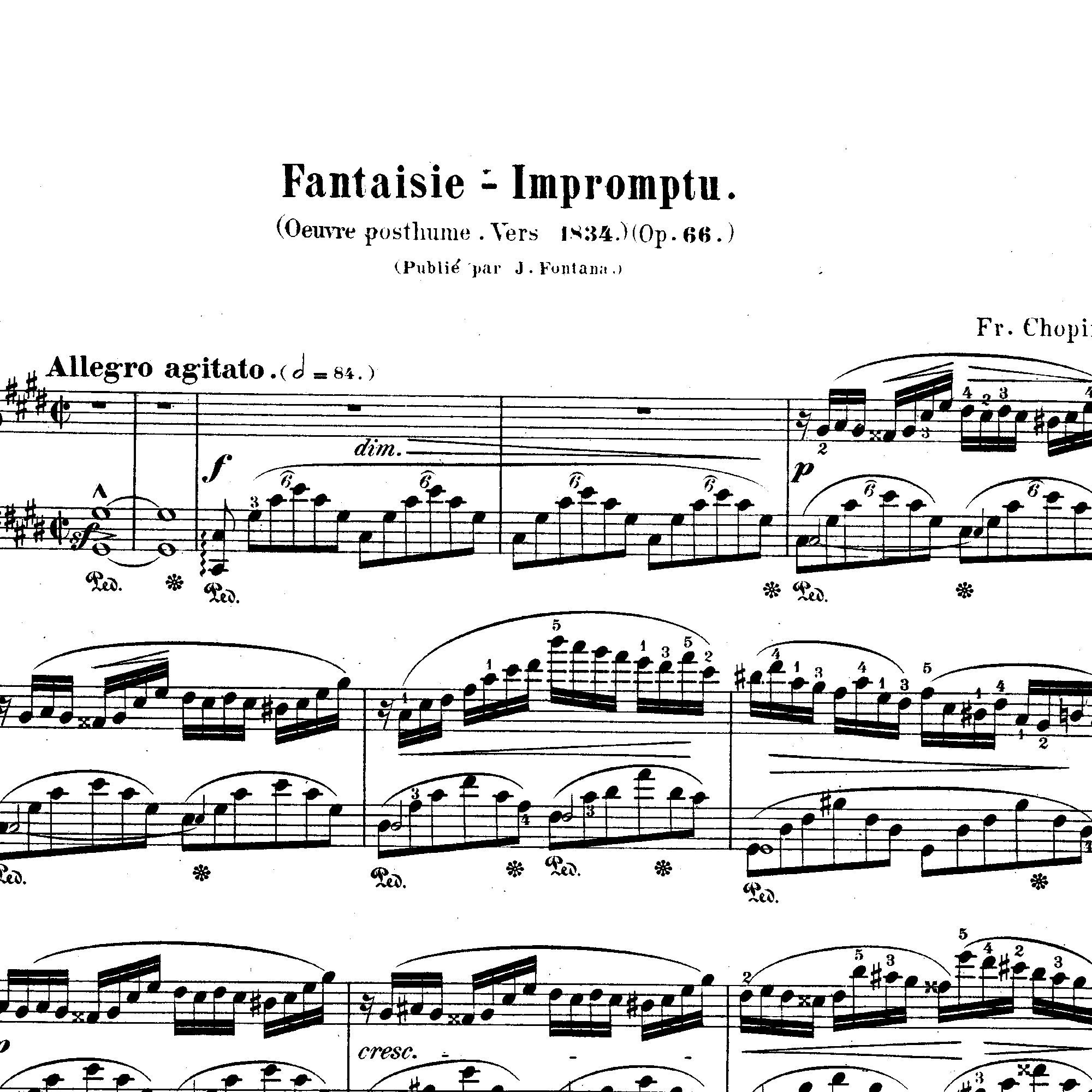 Fantaisie‑impromptu Op.66 Chopin - Printable Piano Sheet Music PDF ...