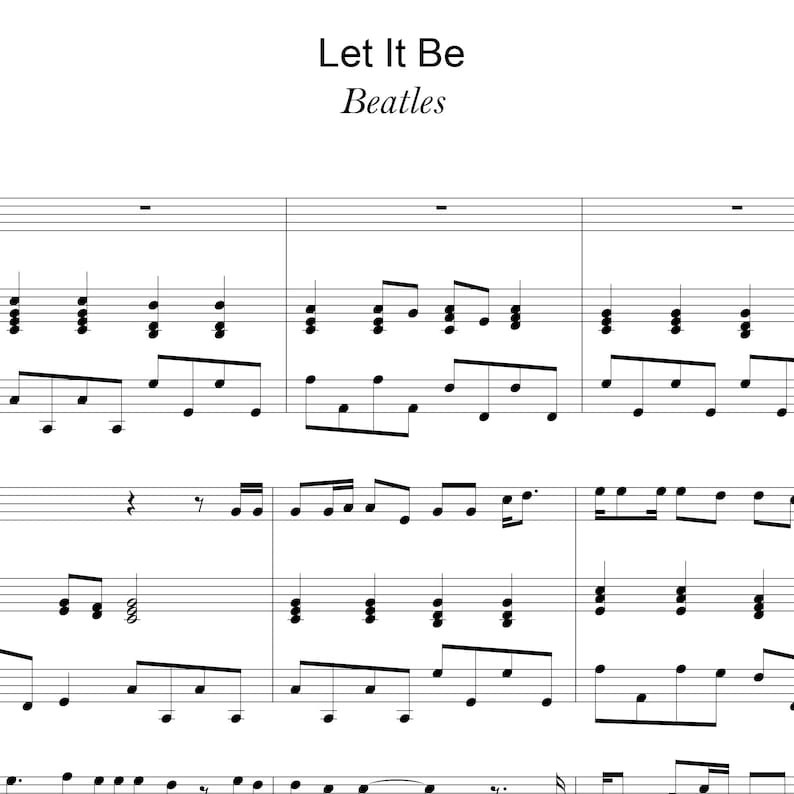 Let It Be the Beatles Piano Sheet Music - Etsy