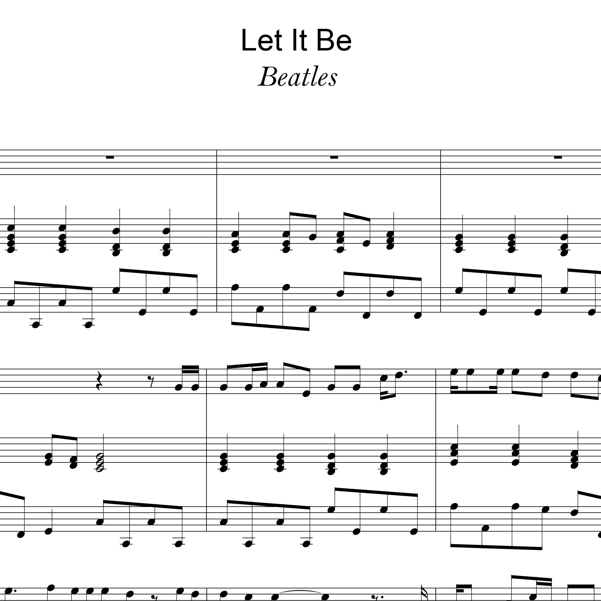 Let It Be, the Beatles, Piano Solo Sheet Music, Valentine's Day Music ...
