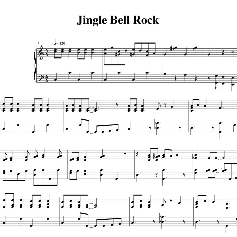 Jingle Bell Rock, Piano Sheet Music, Christmas Songs, Merry Christmas ...