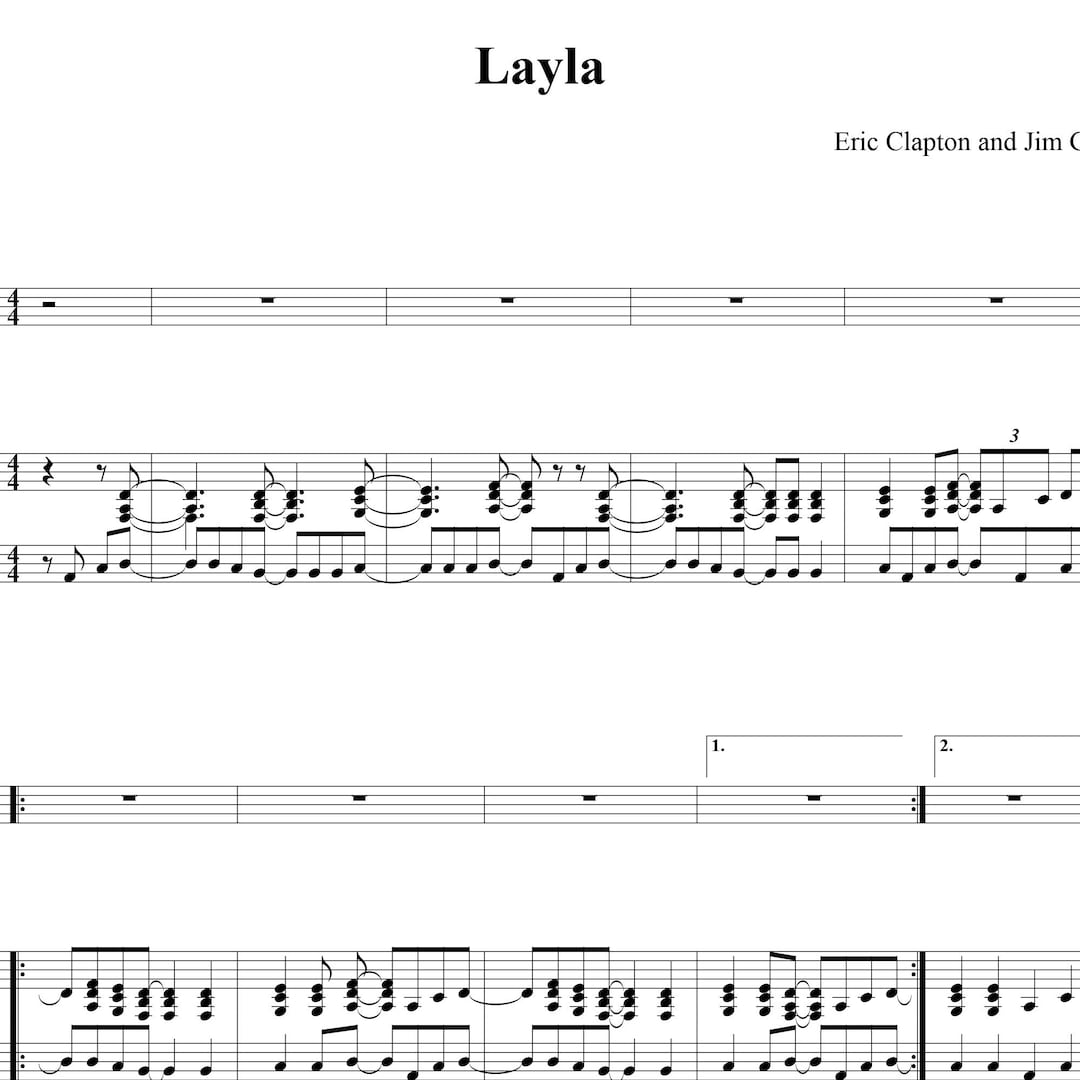 Layla Sheet Music Eric Clapton - Etsy