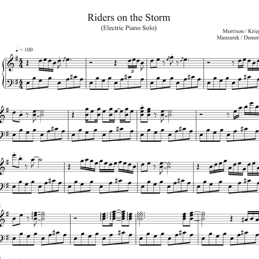 Riders on the Storm, the Doors, Digital Score - Etsy