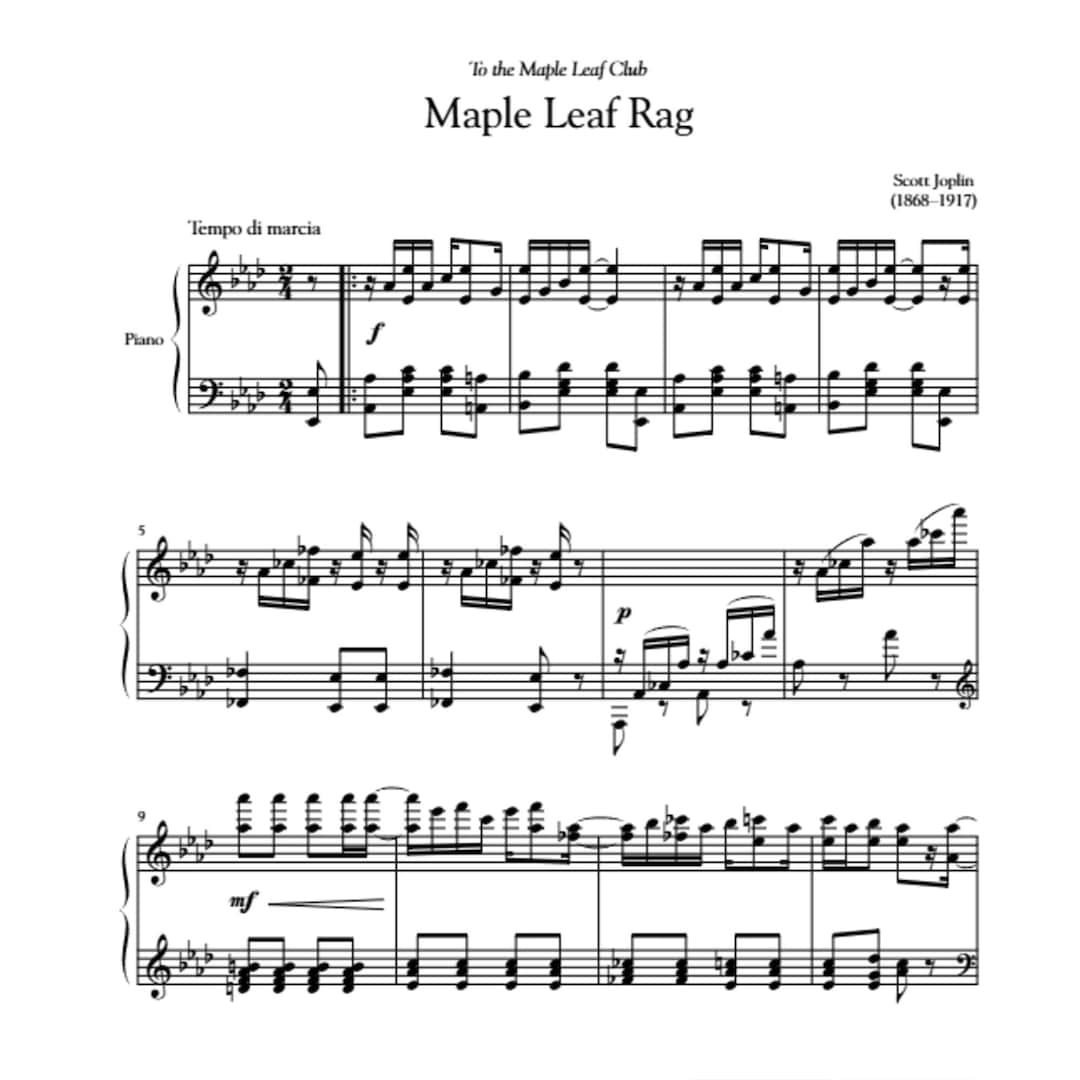 Maple Leaf Rag Scott Joplin, Ragtime Piano Sheet Music, Online Sheet ...