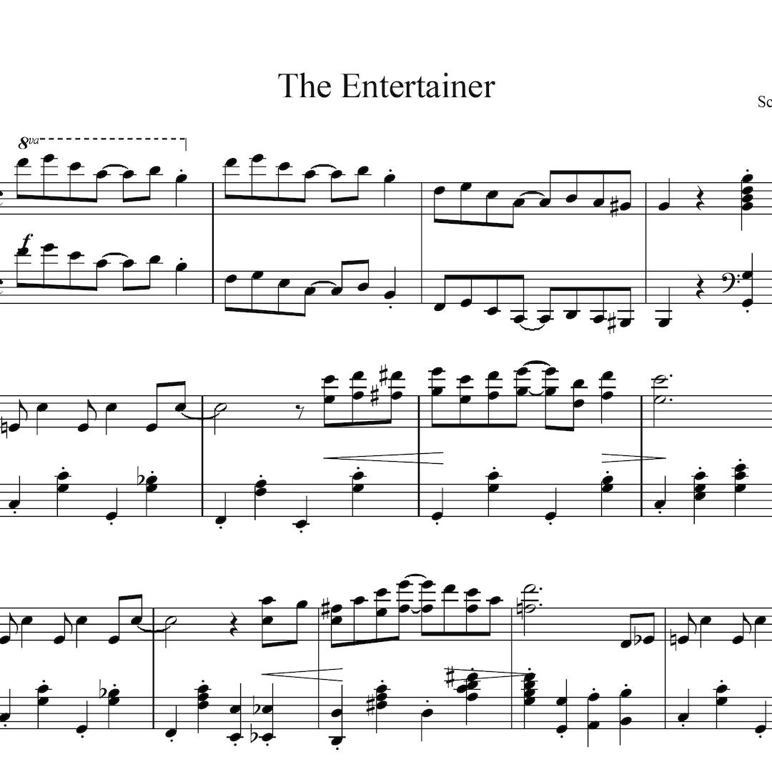 The Entertainer Scott Joplin, Ragtime Piano Solo Sheet Music - Etsy