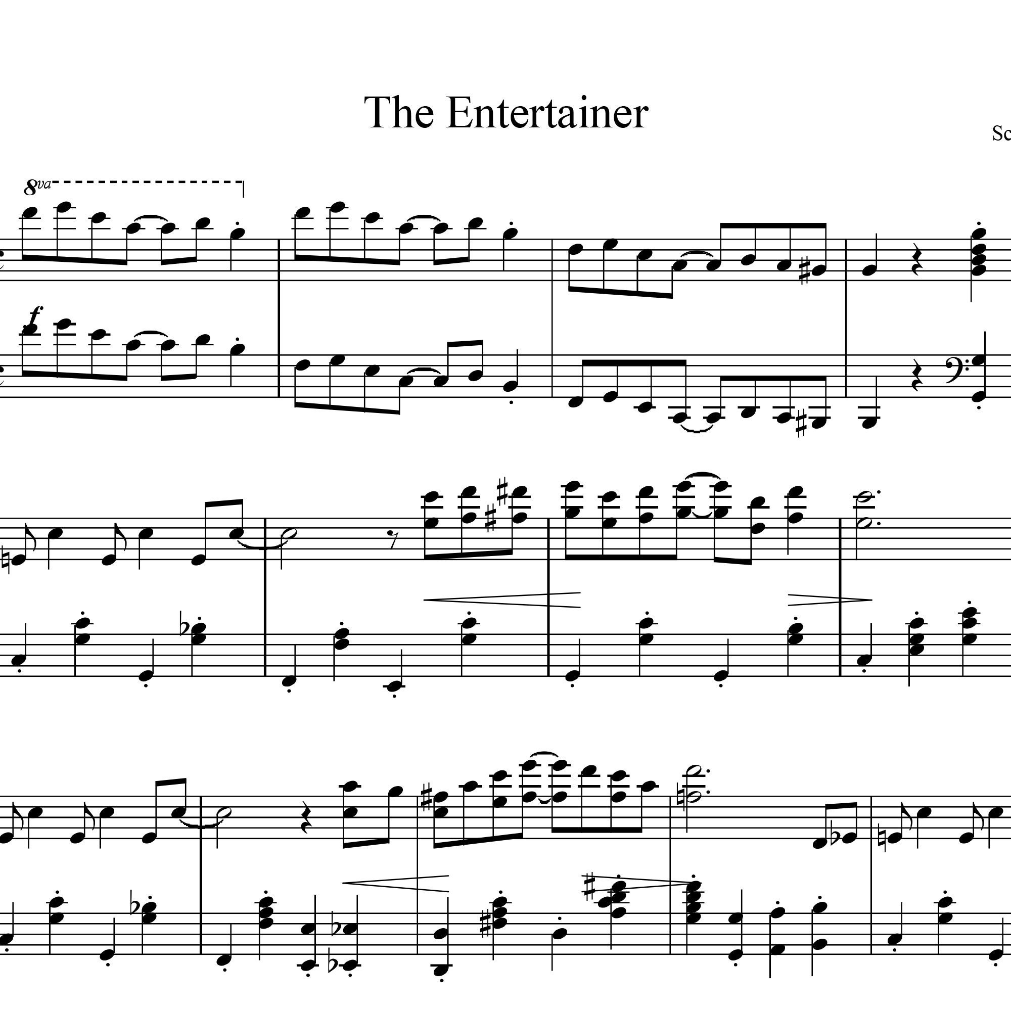 The Entertainer Scott Joplin, Ragtime Piano Solo Sheet Music - Etsy