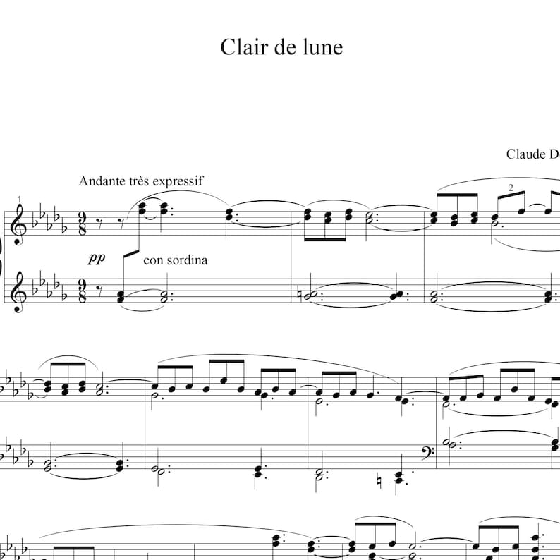 Clair De Lune, Claude Debussy, Musician Shop, Pdf Sheet Music ...