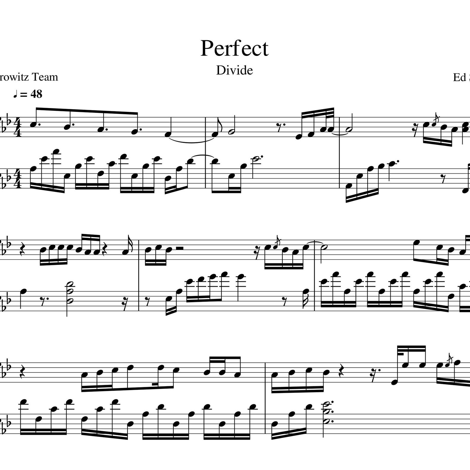 Perfect Ed Sheeran, Piano Solo Sheet Music, Digital Score PDF Lyrics ...