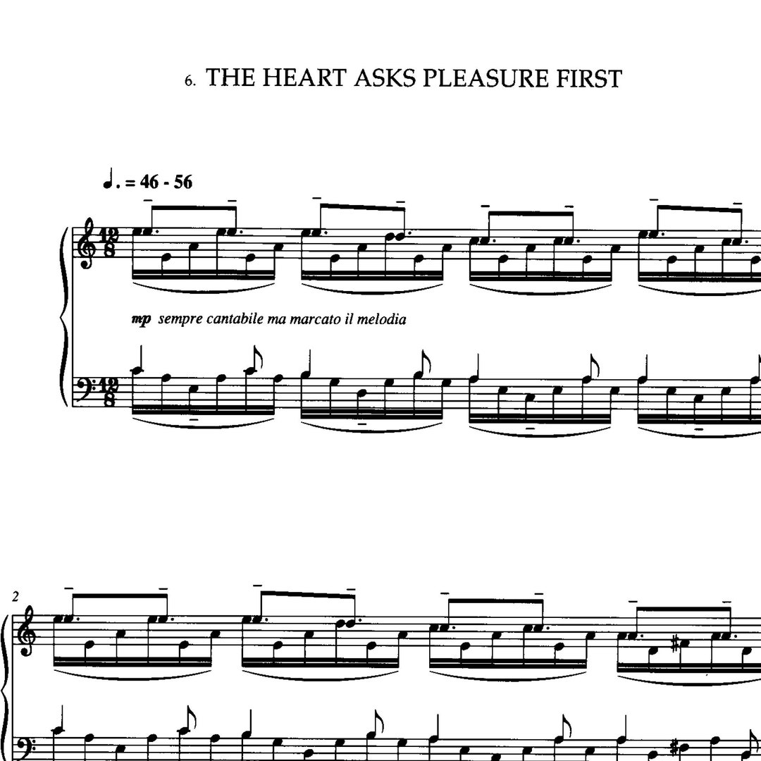 The Heart Asks Pleasure First, Michael Nyman, the Piano OST Sheet Music ...