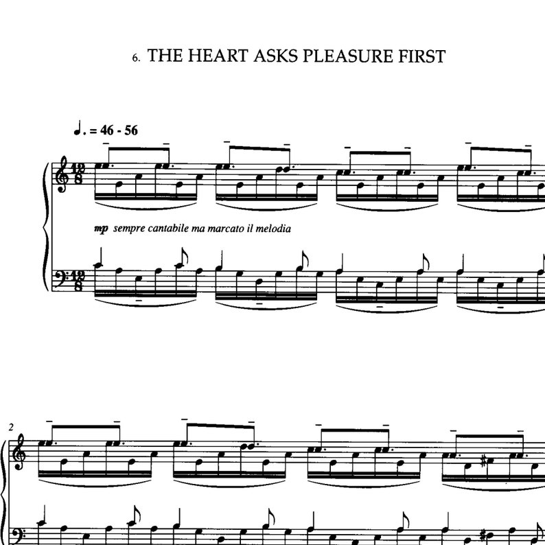 The Heart Asks Pleasure First, Michael Nyman, the Piano OST Sheet Music ...