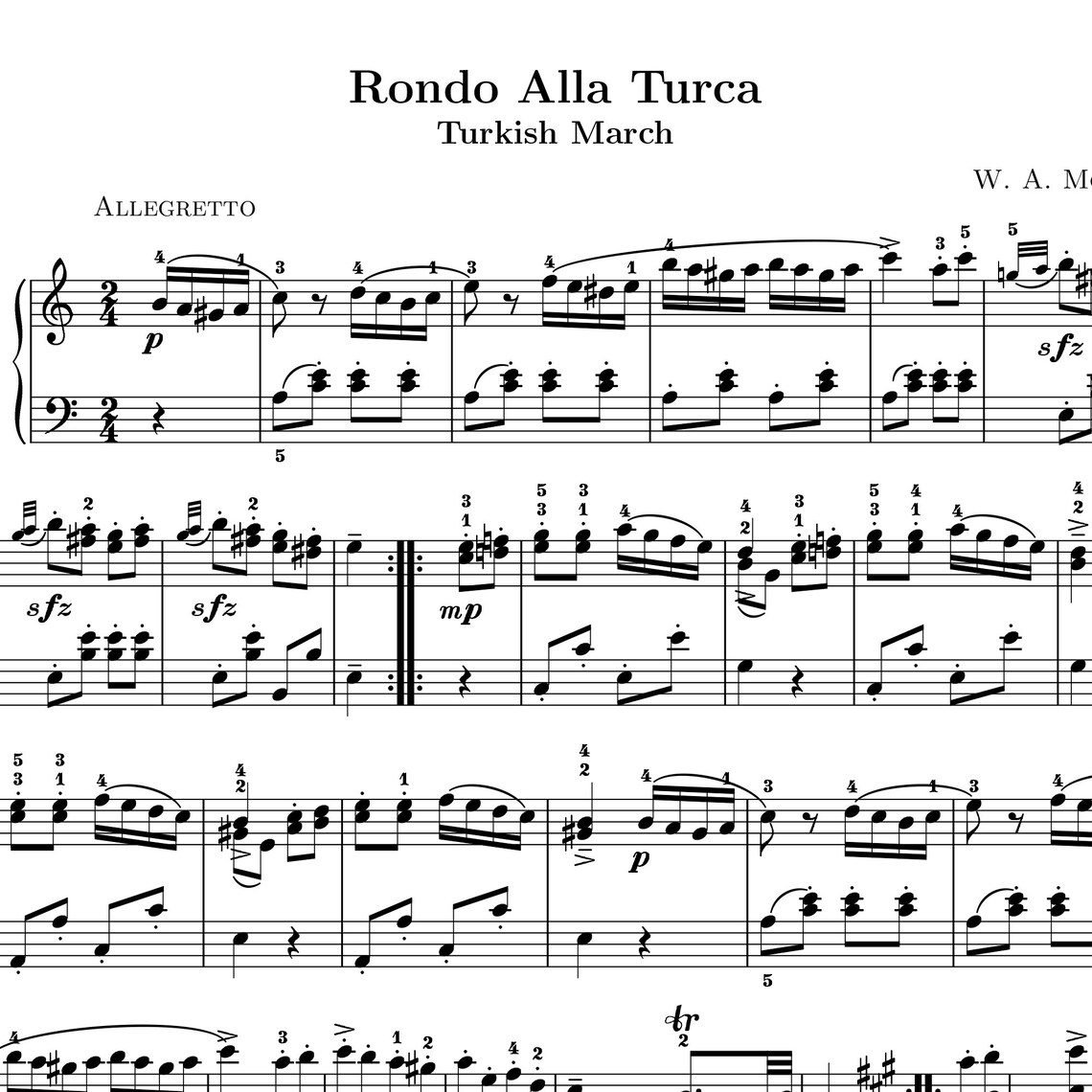 Turkish March, Mozart, Piano Solo Sheet Music, Classic Music Wolfgang ...