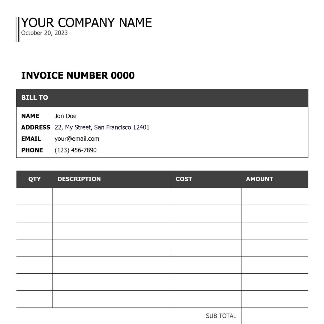Invoice Template Pdf/word. Business Invoice. Invoice Word. Editable ...