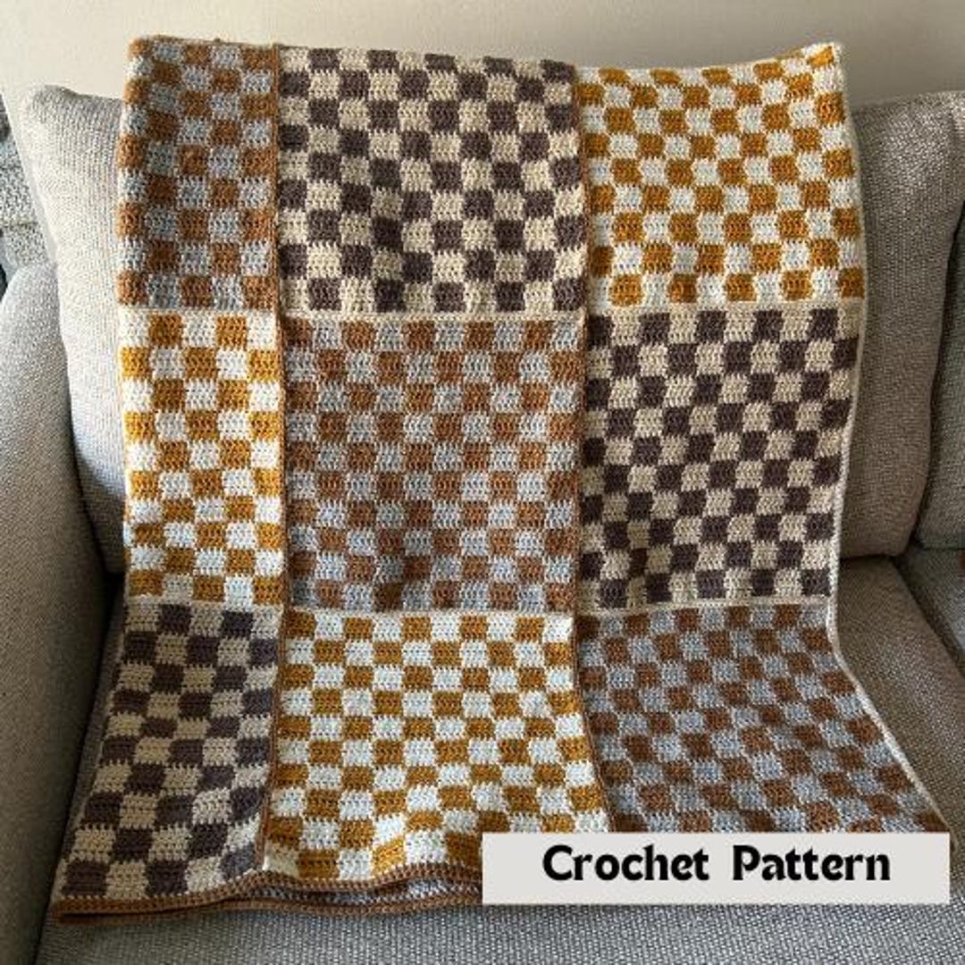 Crochet Checkered Blanket Pattern | Easy Afghan Throw (PDF Download) - Etsy