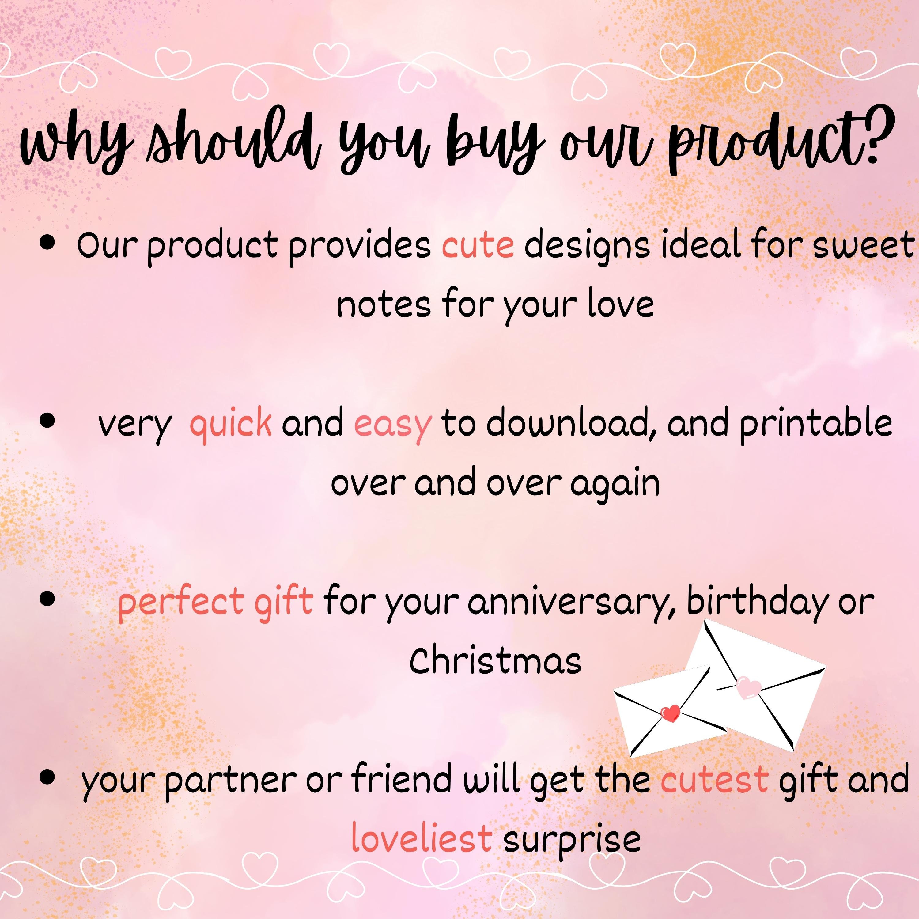 Love Note Templates Cute Anniversary Gift 60 Unique Designs Gift for ...