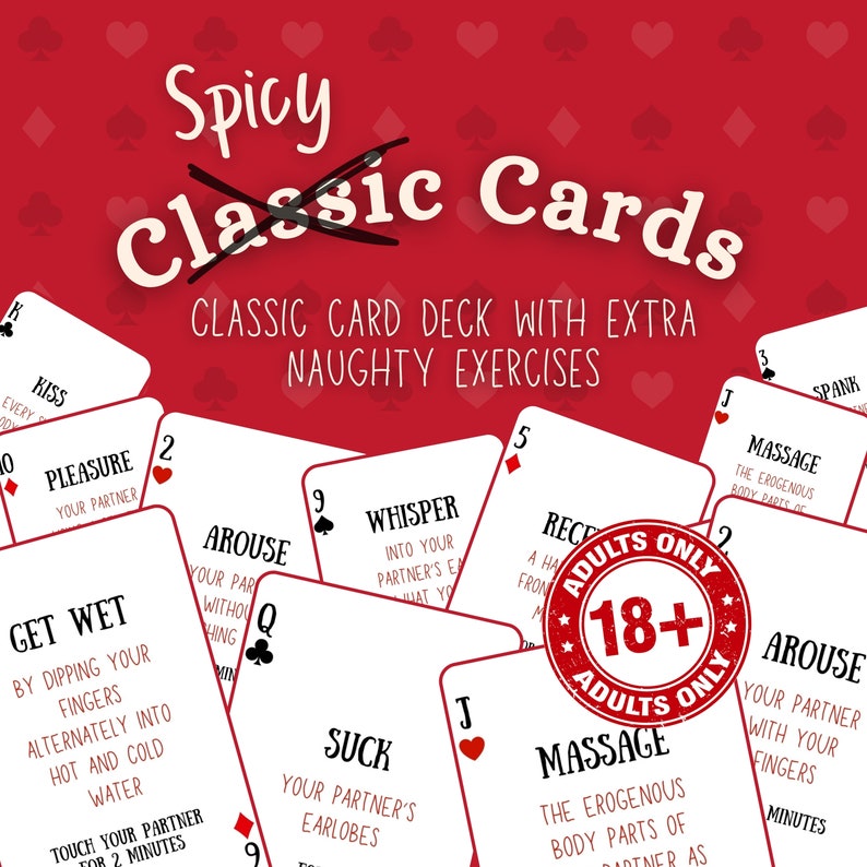 Spicy Couple Card Game 18+ | Sex Game | 54 Classic Cards With Super Naughty Exercises | Couple ...