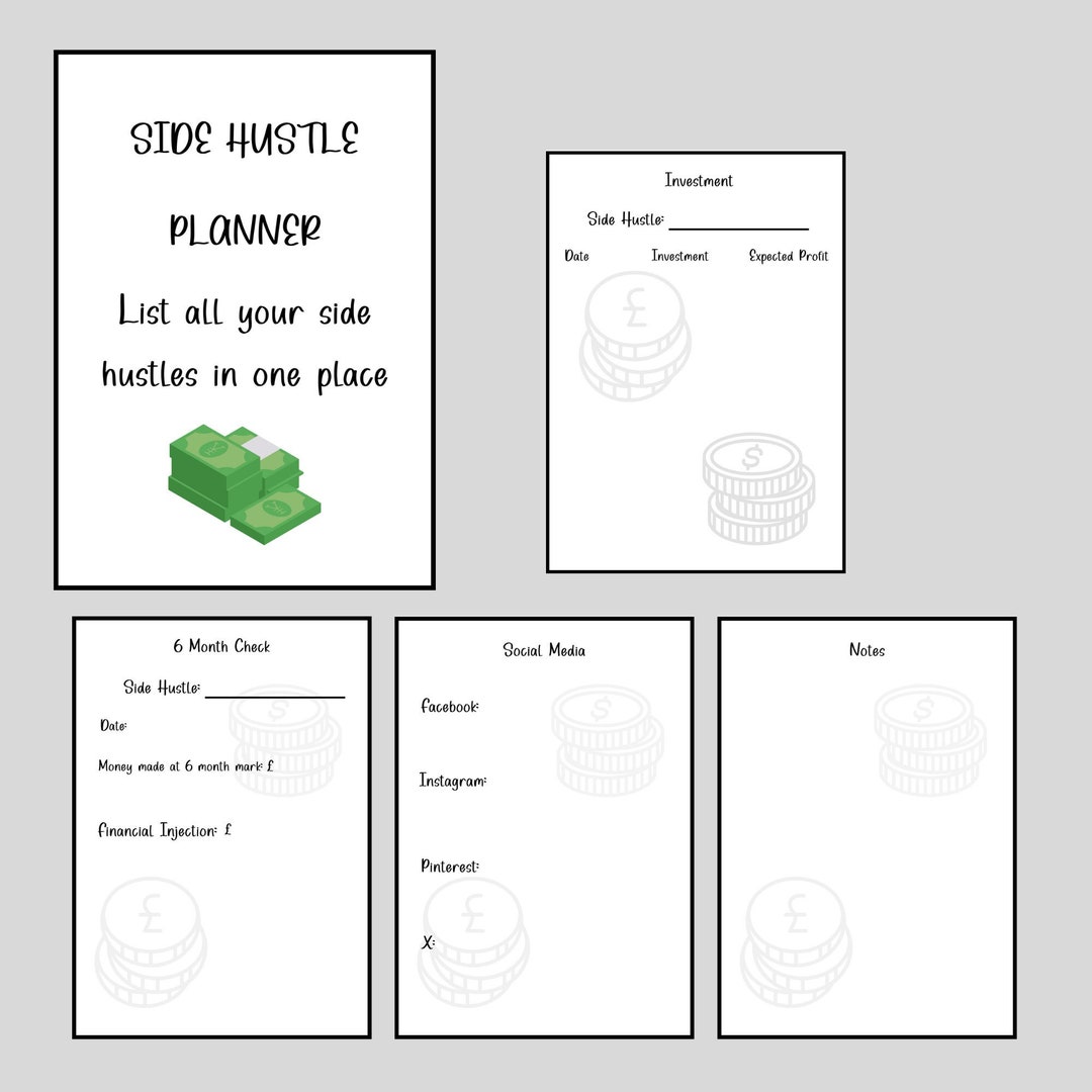 A4 Side Hustle Planner Printable Instant Download PDF JPEG - Etsy