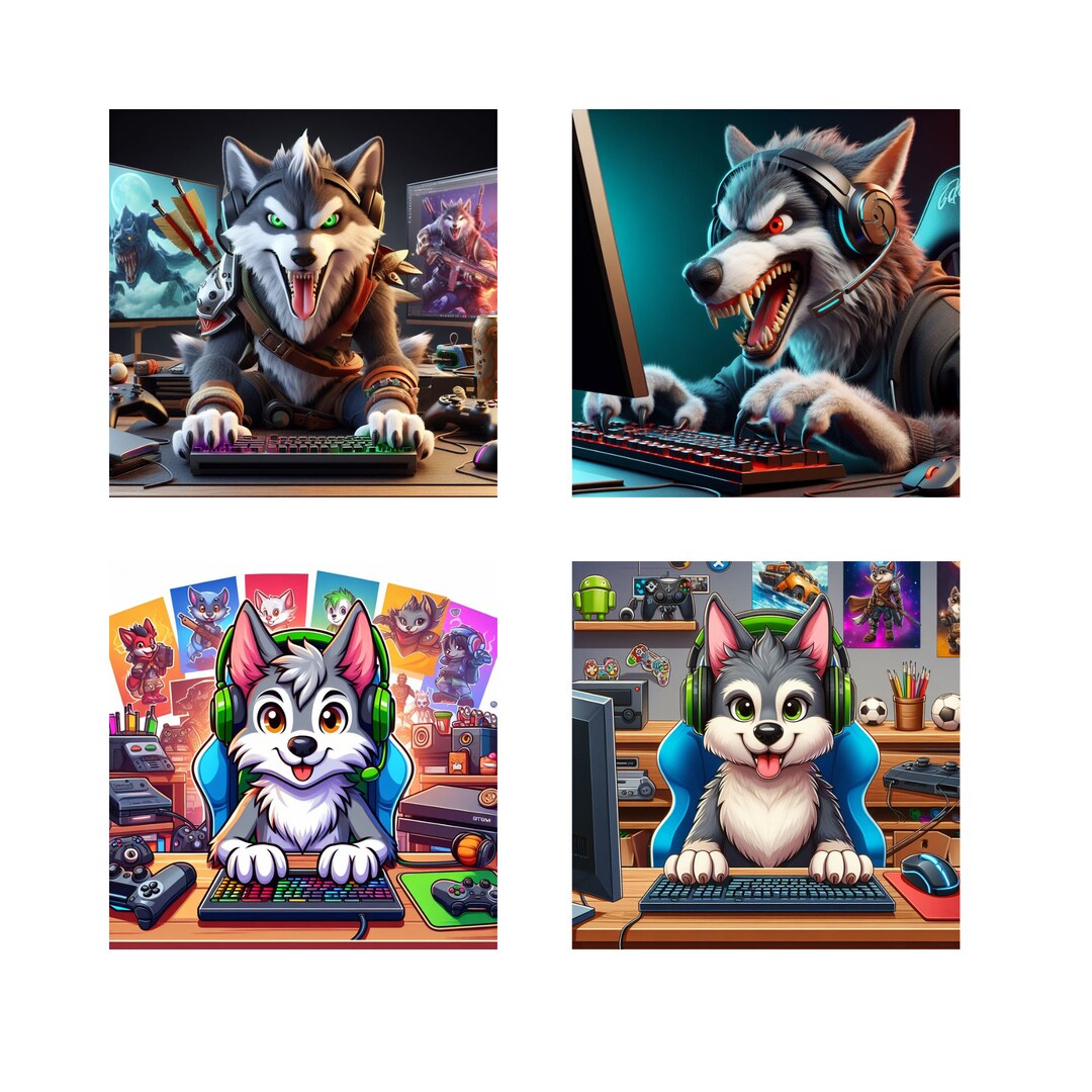 Wolf Gaming Mascots Gaming Logo Avatar Profile Picture Instant Download ...