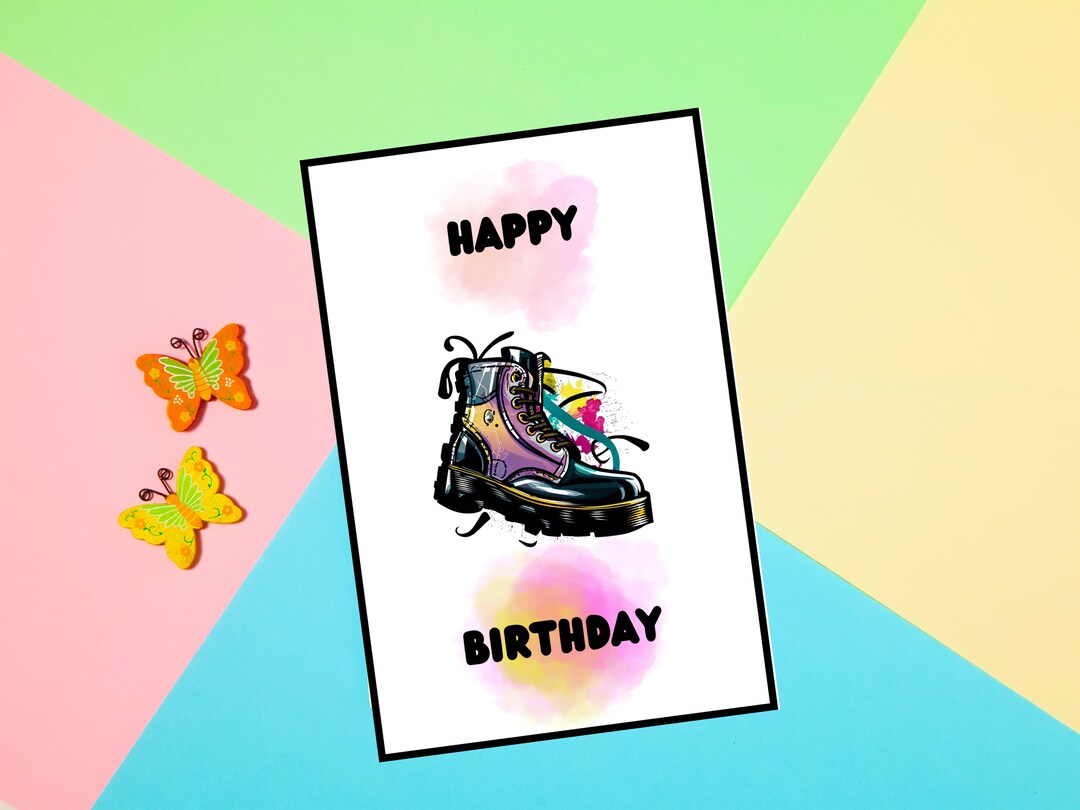 Happy Birthday Boot Card Instant Download Printable 4 X - Etsy