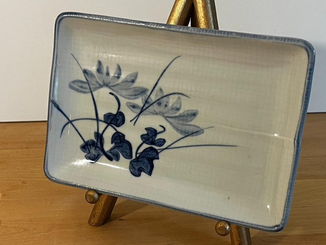 Vintage East Asian Ceramic Sushi Platter Lotus Flower Dish - Etsy
