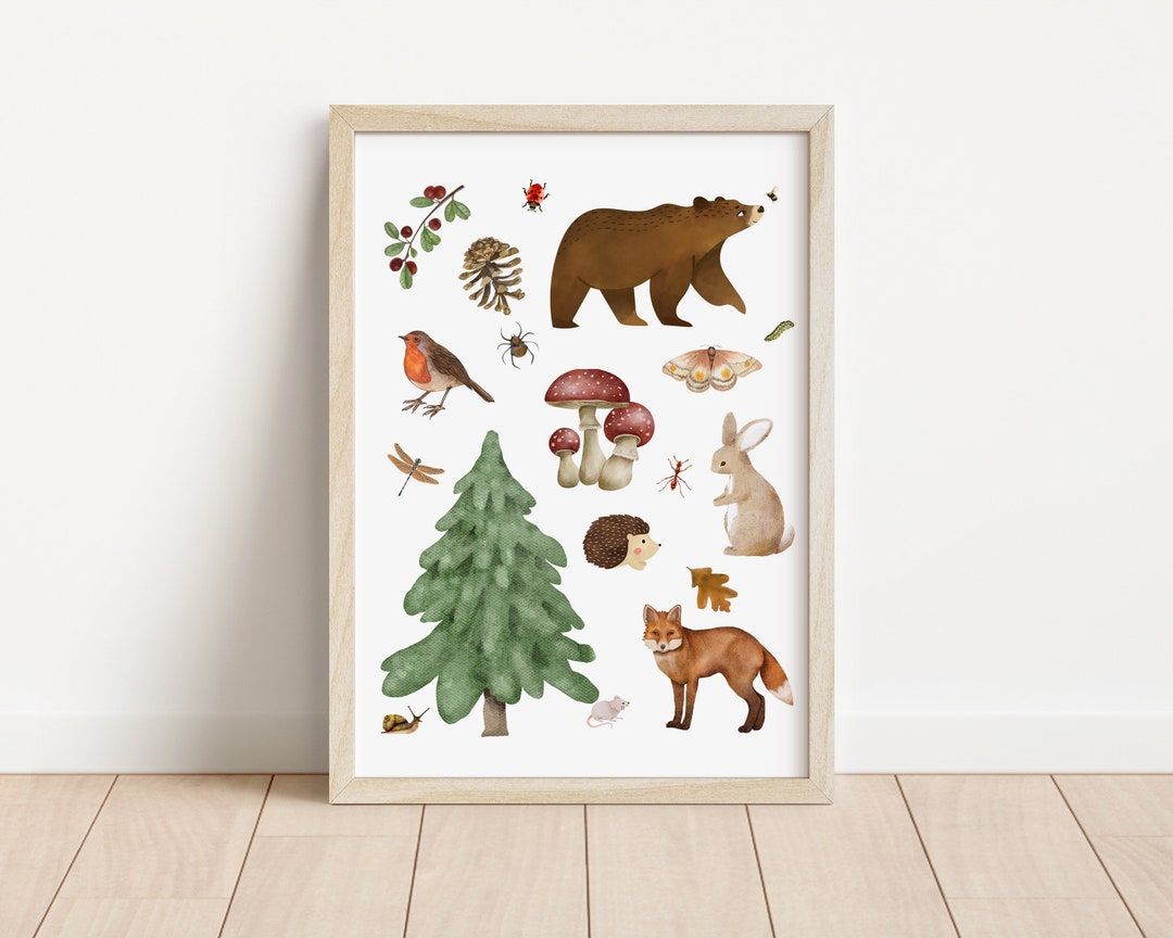Woodland Printable Poster, Nursery Printable, Gender Neutral, Animals ...