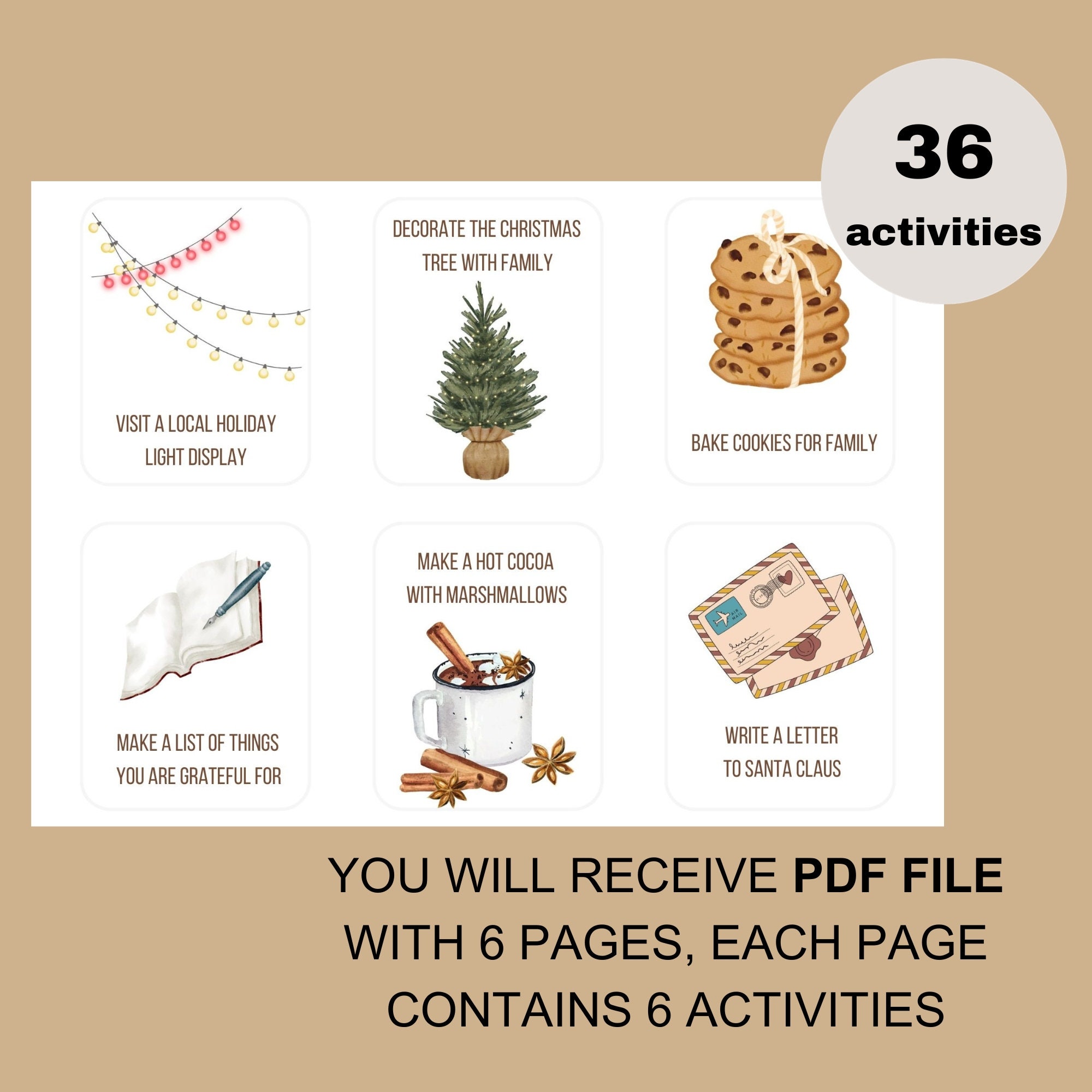36 Printable Advent Activity Cards for Kids, Christmas Bucket List ...