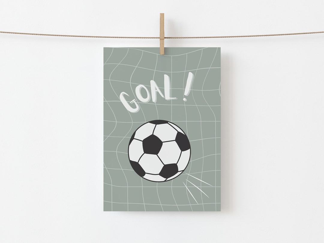 Goal Print in Sage, Goal Football Print in Green, Soccer Kids Room Wall ...