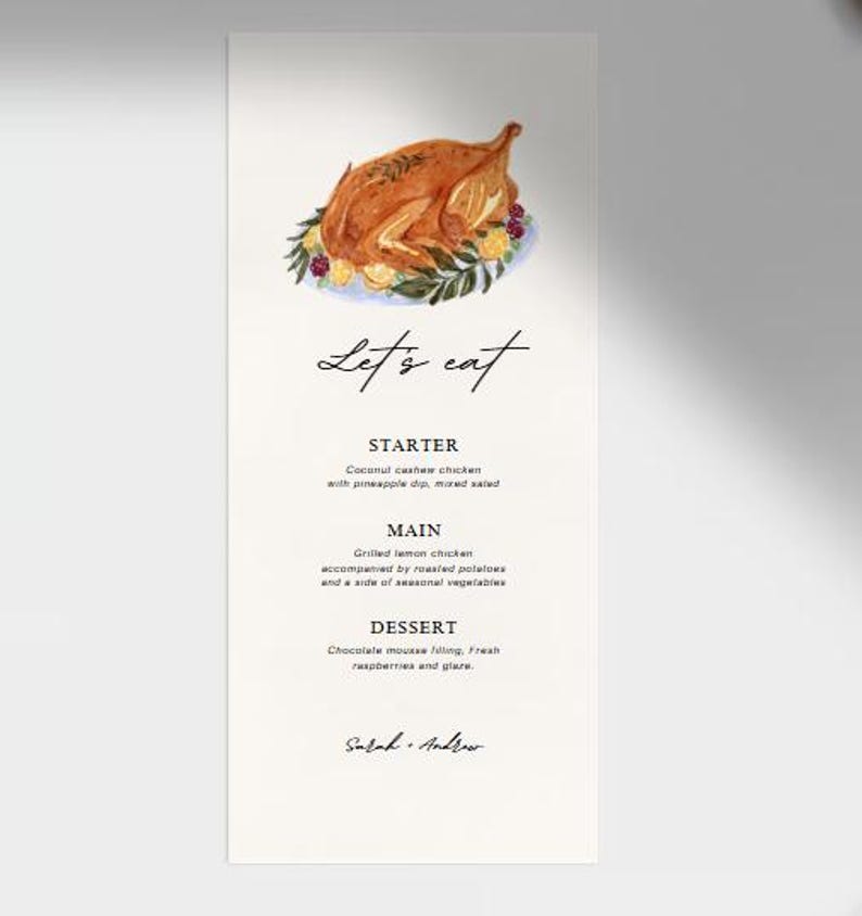 Thanksgiving Editable Dinner Menu Template, Modern Menu, Friendsgiving ...