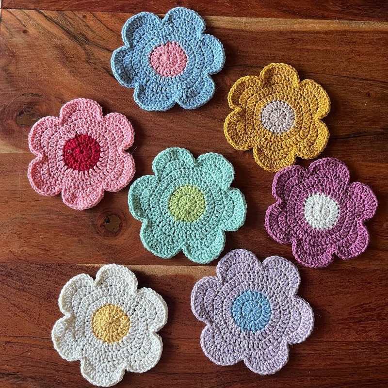Crochet Flower Coaster - Etsy