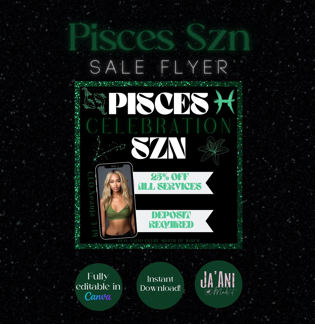 Pisces Celebration Sale Flyer Zodiac Sale Flyer - Etsy